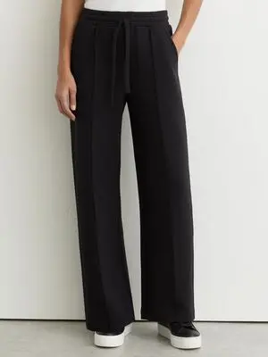 REISS Premium Interlock Wide-leg Joggers - Black
