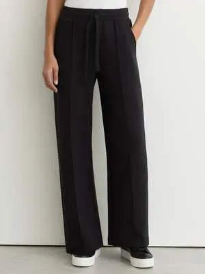 REISS Premium Interlock Wide-leg Joggers - Black