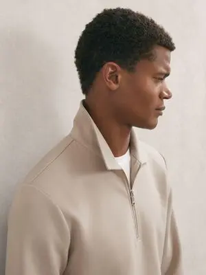 REISS Premium Interlock Half-zip Polo Sweatshirt