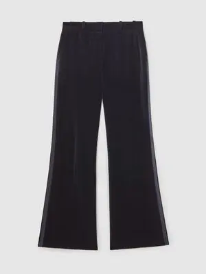 REISS Velvet Satin-stripe Flared Trousers