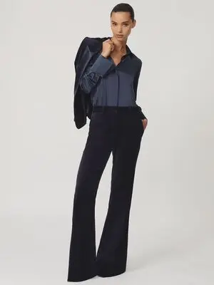 REISS Velvet Satin-stripe Flared Trousers