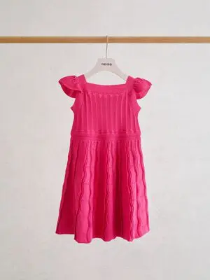 REISS 9-13 Yrs Textured-knit Cap-sleeve Dress - Pink