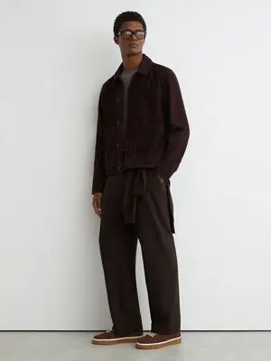 REISS Stretch Drawstring Trousers - Brown