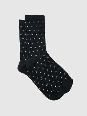 REISS Cotton-blend Polka-dot Socks - Navy