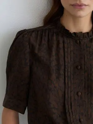 REISS Matte-silk Animal-print Blouse
