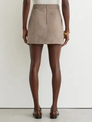 REISS Suede Patch-pocket Mini Skirt - Neutral