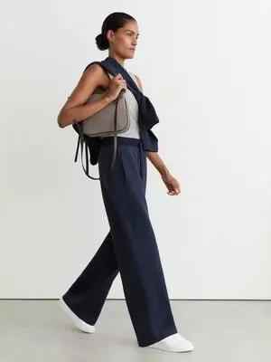 REISS Premium Interlock Wide-leg Joggers