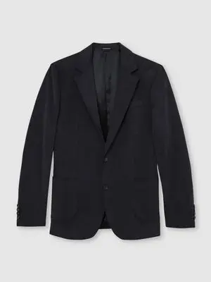 REISS Brushed Twill Single-breasted Blazer Tailored-fit - Navy