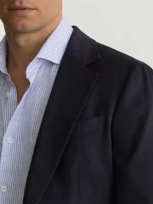 REISS Brushed Twill Single-breasted Blazer Tailored-fit - Navy
