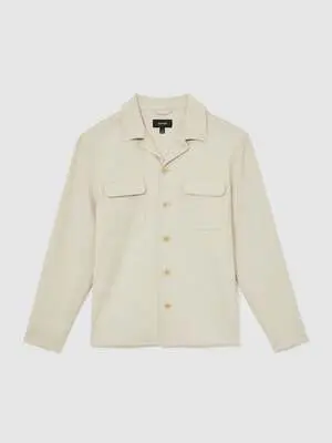 REISS Twin-pocket Button-through Overshirt - Stone
