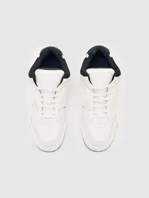 REISS White & Black Bonded-leather Mid-top Skater Trainers