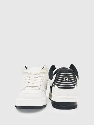 REISS White & Black Bonded-leather Mid-top Skater Trainers