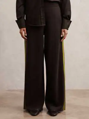 REISS Knitted Side-stripe Wide-leg Trousers