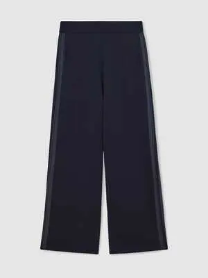 REISS Knitted Side-stripe Wide-leg Trousers