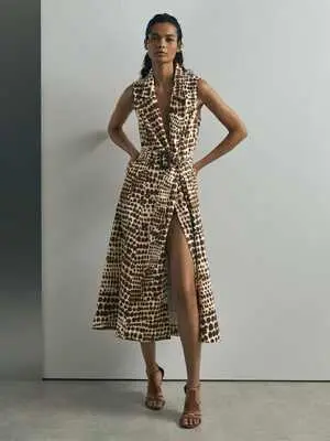 ATELIER Cotton Animal-print Tailored Dress - Brown