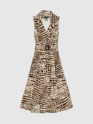 ATELIER Cotton Animal-print Tailored Dress