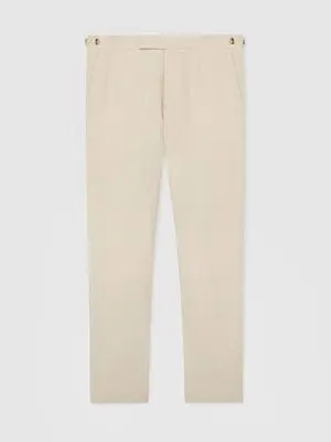 REISS Tailored Fit Linen-twill Classic-fit Suit Trousers - Stone
