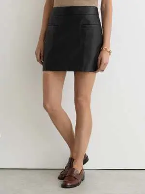 REISS Leather Welt-pocket Mini Skirt