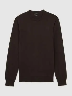 REISS Wool Crew Neck Jumper - Dark Brown