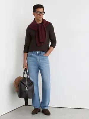 REISS Wool Crew Neck Jumper - Dark Brown