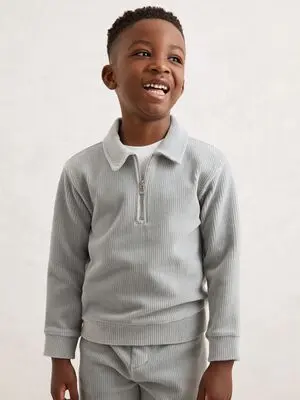 REISS 9-13 Yrs Corduroy Half-zip Polo Shirt