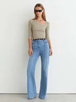 REISS Asymmetric Metallic Long-sleeve Top