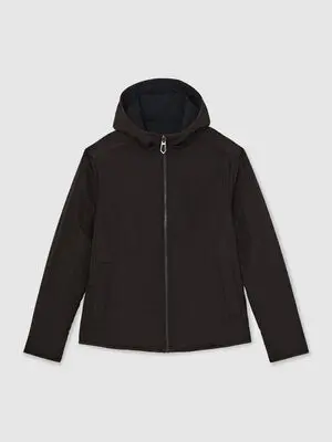 REISS Navy & Brown Reversible Hooded Puffer Jacket