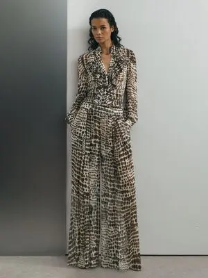 ATELIER Animal Print Wide-leg Trousers