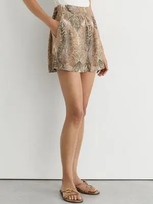 REISS Neutral & Grey Paisley-print Shorts