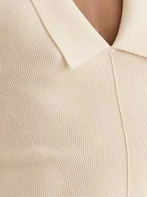 REISS Collared Rib-knit Vest - Ivory