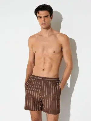 REISS Pinstripe Side-adjuster Swim Shorts