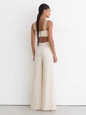 REISS Woven-trim Cut-out Wide Leg Jumpsuit