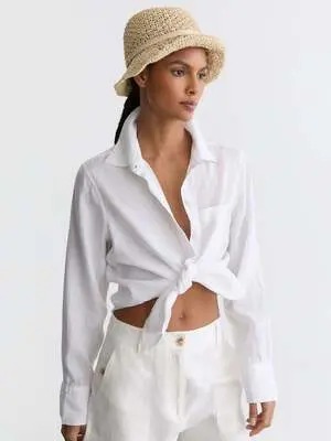 REISS Crochet Raffia-effect Bucket Hat