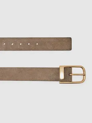 REISS Suede Half Keeper Belt - Grey