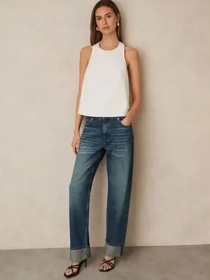 REISS Cotton Belt-halterneck Top