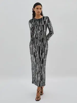 ILTA Black & Silver Sequin Halter Neck Dress - Black/silver