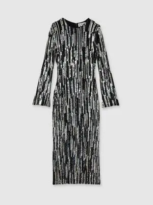 ILTA Black & Silver Sequin Halter Neck Dress