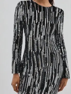 ILTA Black & Silver Sequin Halter Neck Dress