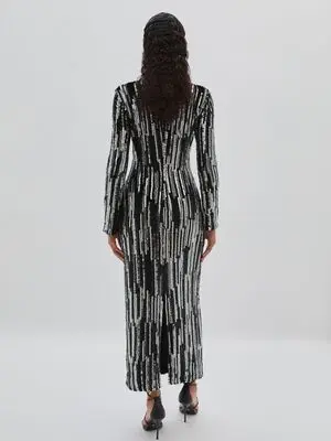 ILTA Black & Silver Sequin Halter Neck Dress