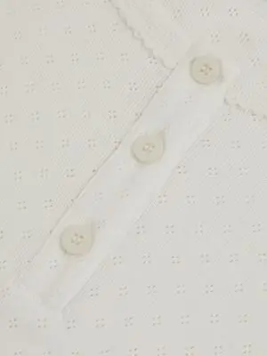 REISS 9-13 Yrs Cotton Pointelle Button T-shirt