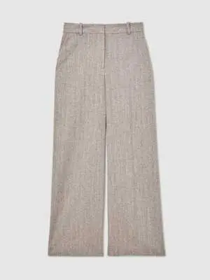 REISS Petite Wide-leg Textured Tailored Trousers