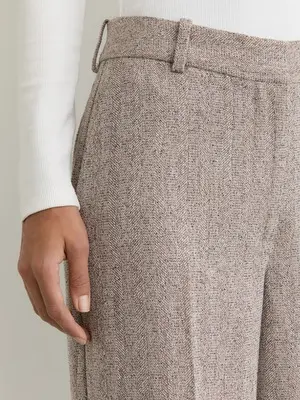REISS Petite Wide-leg Textured Tailored Trousers