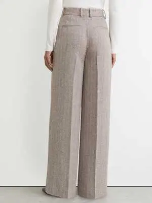 REISS Petite Wide-leg Textured Tailored Trousers