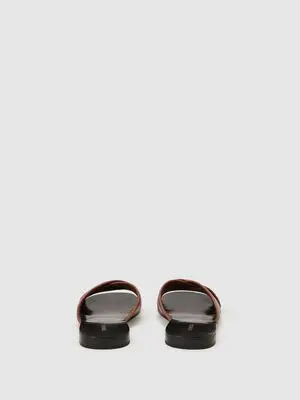 REISS Leather Cross-strap Flat Sandals