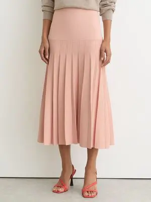 REISS Knitted Stripe Pleated Midi Skirt