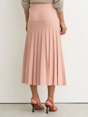 REISS Knitted Stripe Pleated Midi Skirt
