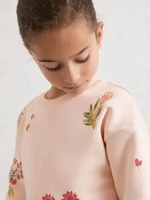 REISS 3-9 Yrs Cotton-blend Floral Sweatshirt