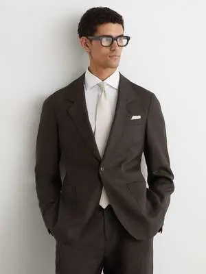 REISS Wool Single-breasted Classic-fit Suit Jacket - Dark Brown