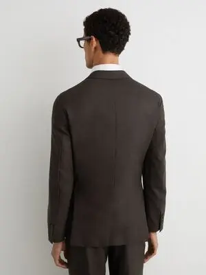 REISS Wool Single-breasted Classic-fit Suit Jacket - Dark Brown