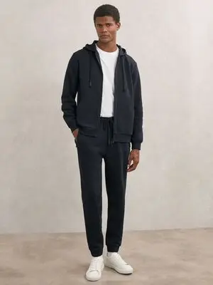 REISS Cotton-blend Drawstring Joggers - Navy